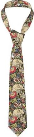 Generic Cravate Pour Hommes Cr&acirc;ne Humain Dans Un Motif Floral, Estampe Vintage Fine Tie &Eacute;troit Cravate Homme Pour &Eacute;v&eacute;nements Affaires Mariage