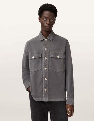 AllSaints Harrier - Langärmliges Hemd in Regengrau