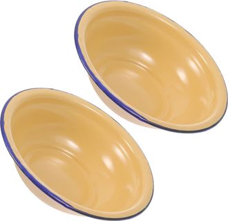 Aboofan Obstdekor 2 Stück Emaille-Suppenschüssel Grüne Speiseteller Keramik-Rührschüsseln Vintage-Teller Japanische Suppenschüsseln Eisbecher Chinesische Nude