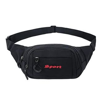 Generic Sac &agrave; bandouli&egrave;re tendance pour femme et homme, couleur unie, nouveau motif, pratique, l&eacute;ger, fermeture &eacute;clair, bandouli&egrave;re, pour sacs, Noir, Taille u