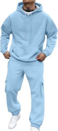 Generic Surv&ecirc;tement &agrave; capuche pour homme - Coupe d&eacute;contract&eacute;e - Manches longues - Ensemble sweat &agrave; capuche et jogging - Cordon de serrage et poche kangourou -