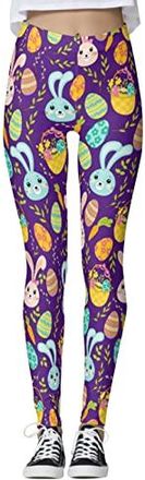 Generic Legging de sport 2026 pour femme - Imprim&eacute; jour de P&acirc;ques - Taille haute - Pantalon de yoga - Collants de compression pour la course &agrave; pied et le fitn