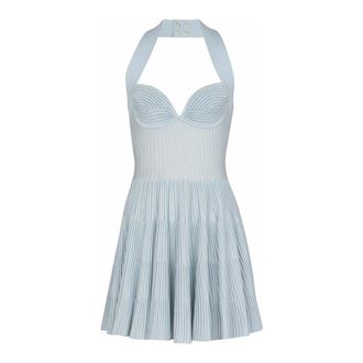 Balmain A-Linien-Kleid mit strukturierter Stricktextur und Neckholder - - Dresses - Damen - Blau - 2XS
