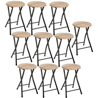 Toilinux Toilinux - Lot de 10 Tabourets pliants en m&eacute;tal et mdf