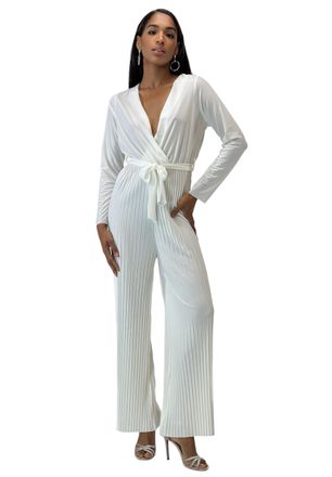 Elara Damen Long-Sleeve Jumpsuit 1224 White