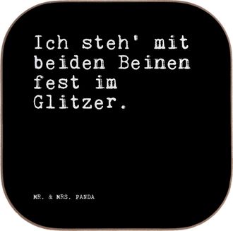 Mr. & Mrs. Panda Untersetzer Tasse Ich steh mit beiden... - Geschenk, witzig, Coaster, für Gläser, Spruch Sprüche Weisheiten Zitate Lustig Weisheit Worte, Glitz, deko,