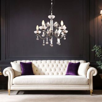 Globo Lighting Lustre suspension lampe suspendue plafonnier cristaux de verre noir 5 lampes