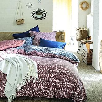 Essix Bettbezug, Bedruckt, Baumwolle, 140 x 220 cm, Nachtblau/Rostfarben