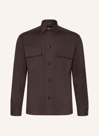 HUGO BOSS Hemd Cai Comfort Fit Mit Leinen braun