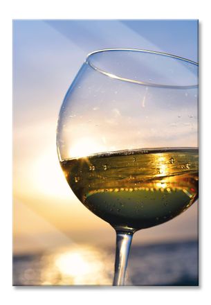 Pixxprint Glasbild, Wandbild aus Echtglas, Weingl&auml;ser Meer, 70x100 cm, inkl. Aufh&auml;ngung und Abstandshalter