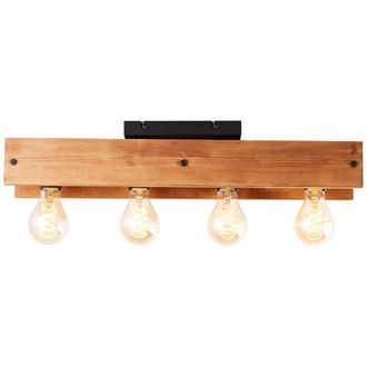 Brilliant Lampe, Calandra Deckenleuchte 4flg schwarz/holzfarbend, 4x A60, E27, 42W, Holz aus nachhaltiger Waldwirtschaft (FSC)