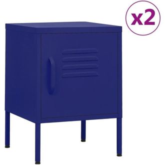 vidaXL Nachttische 2 Stk. Marineblau 35x35x51 cm Stahl - Vidaxl