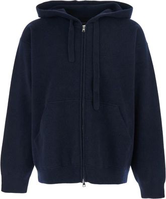 Roberto Collina Homme, Sweatshirts et sweats à capuche, Bleu, Taille: S Sweat à capuche en laine bleue