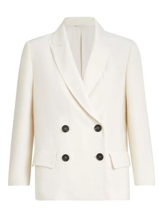 Brunello Cucinelli blazer crois&eacute; &agrave; ornements m&eacute;talliques - Tons neutres
