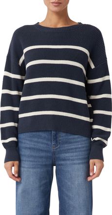 Comma Gestreifter Strickpullover im Relaxed Fit