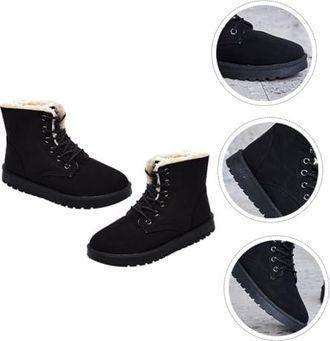 FOMIYES Neige Femme Chaudes &agrave; Lacets Bottines Courtes Plates Coton Style &Eacute;l&eacute;gant et Confortable pour Hiver