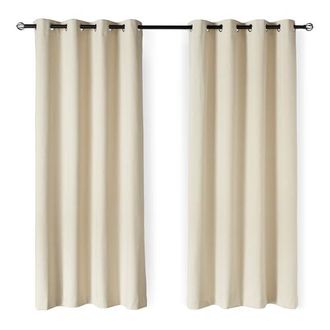 Amazon Basics 100% Verdunkelungsvorh&auml;nge mit &Ouml;sen, 2er Set, 132 x 244 cm, Beige