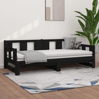 vidaXL Lit coulissant sans matelas noir 2x(80x200)cm Vidaxl