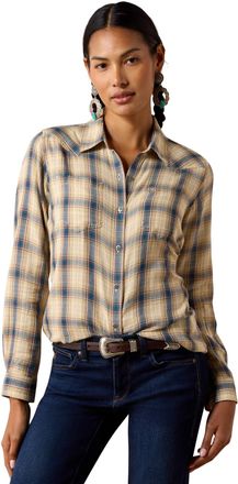 Ariat Womens Billie Jeans Western Shirt Long Sleeve in Horizon Plaid, Size 2X-Large, by Ariat