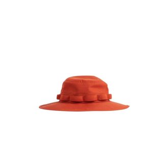 sacai Femme, Accessoires, Rouge, Taille: S Chapeau en Coton avec Cordon Brique