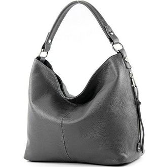 modamoda.de Ital Shopper Sac &agrave; bandouli&egrave;re en cuir grande T160, Couleur:T160 Dunkelgrau