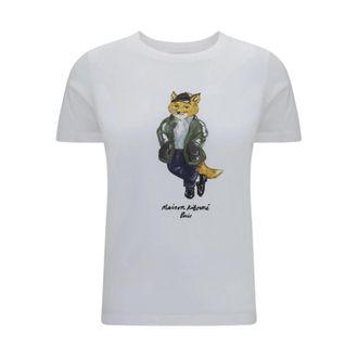 Maison Kitsun&eacute; Weekend Fox Regular T-Shirt - - Tops - Damen - Wei&szlig; - L