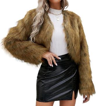 Generic Veste Teddy pour femme, manteau court en fausse fourrure, chaud et confortable, doublé polaire, style décontracté et luxueux