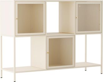 Oviala Sideboard aus Metall, 3 Türen, 120 cm, naturfarben