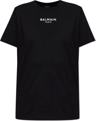 Balmain Femme, Tops, Noir, Taille: 40 FR T-shirt avec logo brod&eacute;