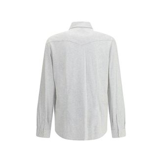 Brunello Cucinelli Mens Gray Denim Shirt