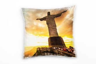 Paul Sinus Art Landschaften, Rio de Janeiro, Brasilien, orange Deko Kissen 40x40cm f&uuml;r Couch Sofa Lounge Zierkissen - Dekoration zum Wohlf&uuml;hlen