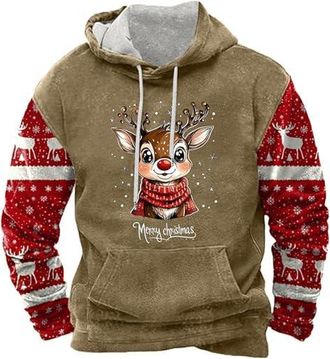 Generic DENGJIAMY Sweats &agrave; capuche de No&euml;l moches pour hommes Grande taille Sweats &agrave; capuche Chemise de vacances de No&euml;l Manches longues avec capuche Imprim&eacute; 