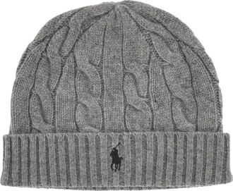 Polo Ralph Lauren Bonnet en Laine M&eacute;lang&eacute;e Signature Pony - Homme - Accessoires - Gris - Taille: ONE Size