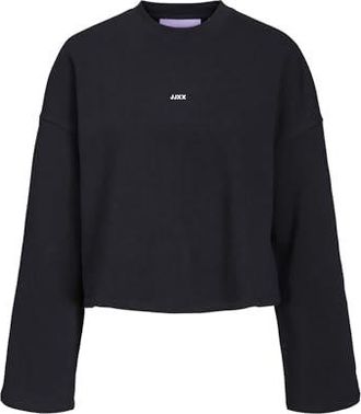 Jack & Jones JJXX JXABBIE LS Wide Every Brush Crew SN Maillot de Surv&ecirc;tement, Noir/imprim&eacute; : Logo Blanc, XS Femme