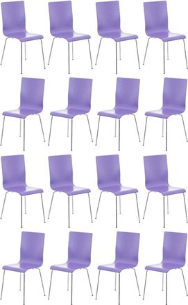 Clp 16er-Set Wartezimmerstuhl Pepe Mit Ergonomischem Holzsitz Und Metallgestell l 16 x Konferenzstuhl, Farbe:lila