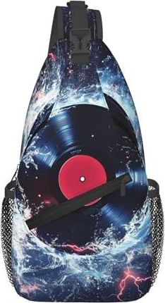 Generic Sacoche Bandouliere Disque vinyle Galaxy Music Water CD Casual Sling Bag Multifonction Sac DEpaule pour Camping Femme Homme