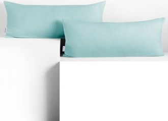 Decoking 2 Kissenbezüge 40x120 cm Jersey 100% gekämmte Baumwolle Reißverschluss hellblau Amber