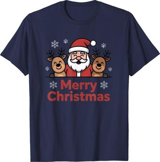 No Stress Niedliches Frohe Weihnachten - Weihnachtsmann und Rentier Urlaub Design T-Shirt