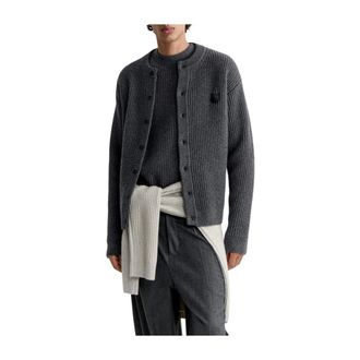 Maison Kitsun&eacute; Fox Head Ribbed Cardigan - - Knitwear - Herren - Grau - L