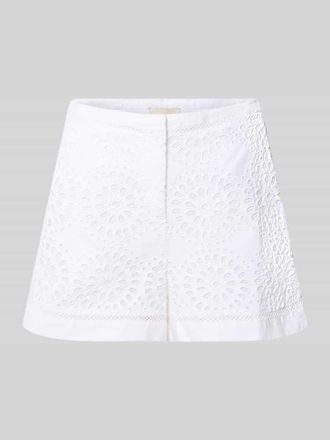 Stefanel Straight Fit Shorts mit floralem Loch-Stitching Modell Fiorenza