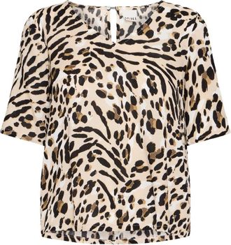 Ichi Ichi, Femme, Blouses et Chemises, Multicolore, Taille: 44 FR Chemisier à imprimé animal manches courtes