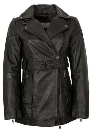 7eleven Lederjacke Reni 7eleven - Damen Ledermantel Mantel Lammnappa schwarz