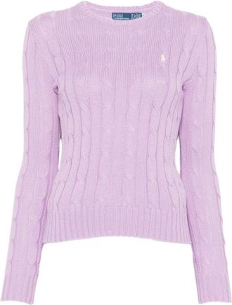 Ralph Lauren Femme, Pulls, Violet, Taille: 38 FR Pull Ras du Cou en Maille Torsad&eacute;e