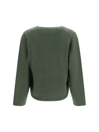Allude V-Neck Cashmere Sweater - Green