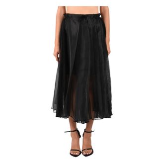Meimeij Bestickter Organza-Midirock - - Skirts - Damen - Schwarzk - S