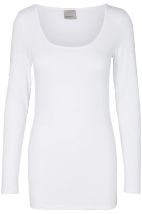 Vero Moda Damen Langarmshirt VMMAXI My LS Soft Long U - Neck NOOS, Gr. 34 (Herstellergr&ouml;&szlig;e: XS), Wei&szlig; (Bright White)