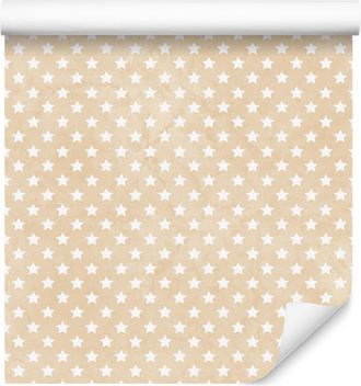OEM Carta Da Parati Con Stelle Color Crema E Bianche Per Soggiorno E Camera Da Letto, 50x1000 Cm