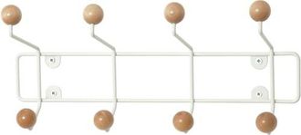 Present Time Pt, PT2454 Porte-manteaux mural Saturnus M&eacute;tal blanc Boules bois beige H15 x 34,5 x 10 cm
