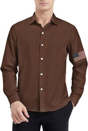Generic Chemise extensible &agrave; manches longues pour homme - Chemise boutonn&eacute;e imprim&eacute;e - Coupe r&eacute;guli&egrave;re - Chemise daffaires urbaine &eacute;l&eacute;gante - Chemisier formel