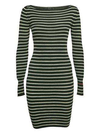 Gucci robe nervurée à détails de rayures - Noir